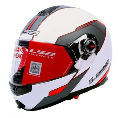 LS2 FF386 Midnight Matt White Red Flip Up Helmet | Custom Elements