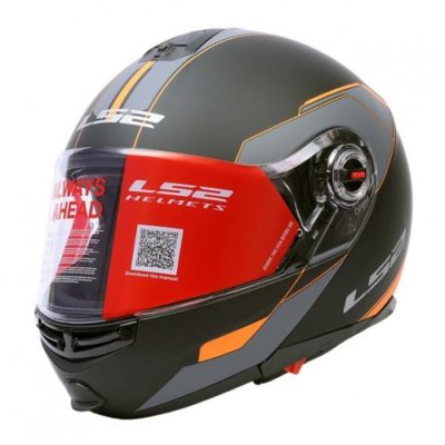 LS2 FF386 Midnight Matt Black Orange Flip Up Helmet | Custom Elements