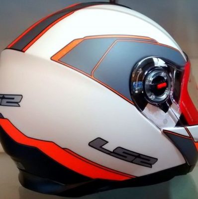 LS2 FF386 Midnight Matt White Orange Flip Up Helmet | Custom Elements