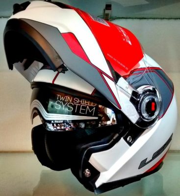 LS2 FF386 Midnight Matt White Red Flip Up Helmet | Custom Elements