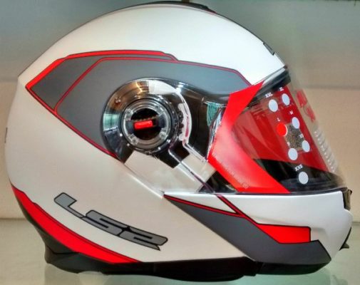 LS2 FF386 Midnight Matt White Red Flip Up Helmet | Custom Elements