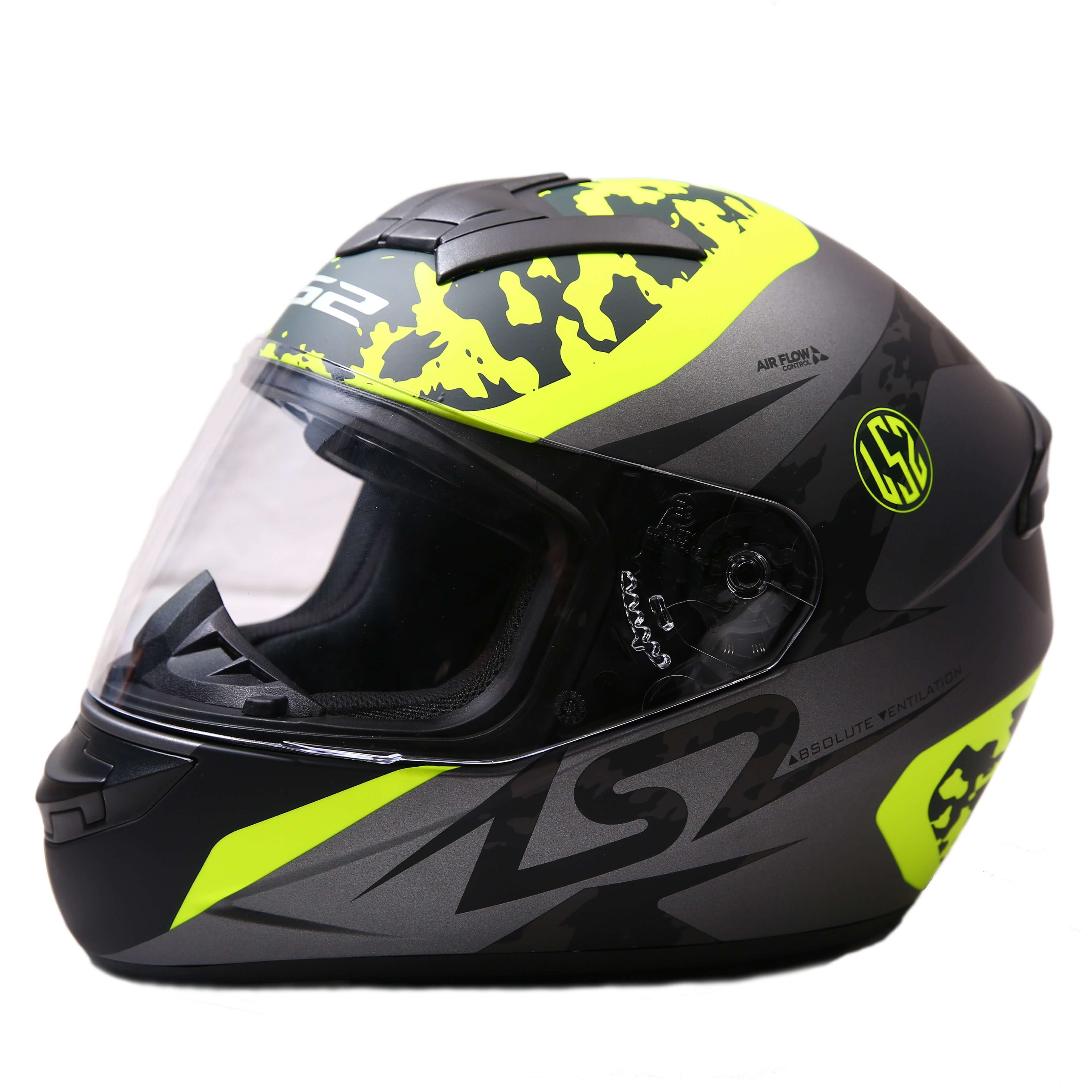 LS2 FF352 Airflow Matt Silver Fluorescent Yellow Full Face Helmet | Buy ...