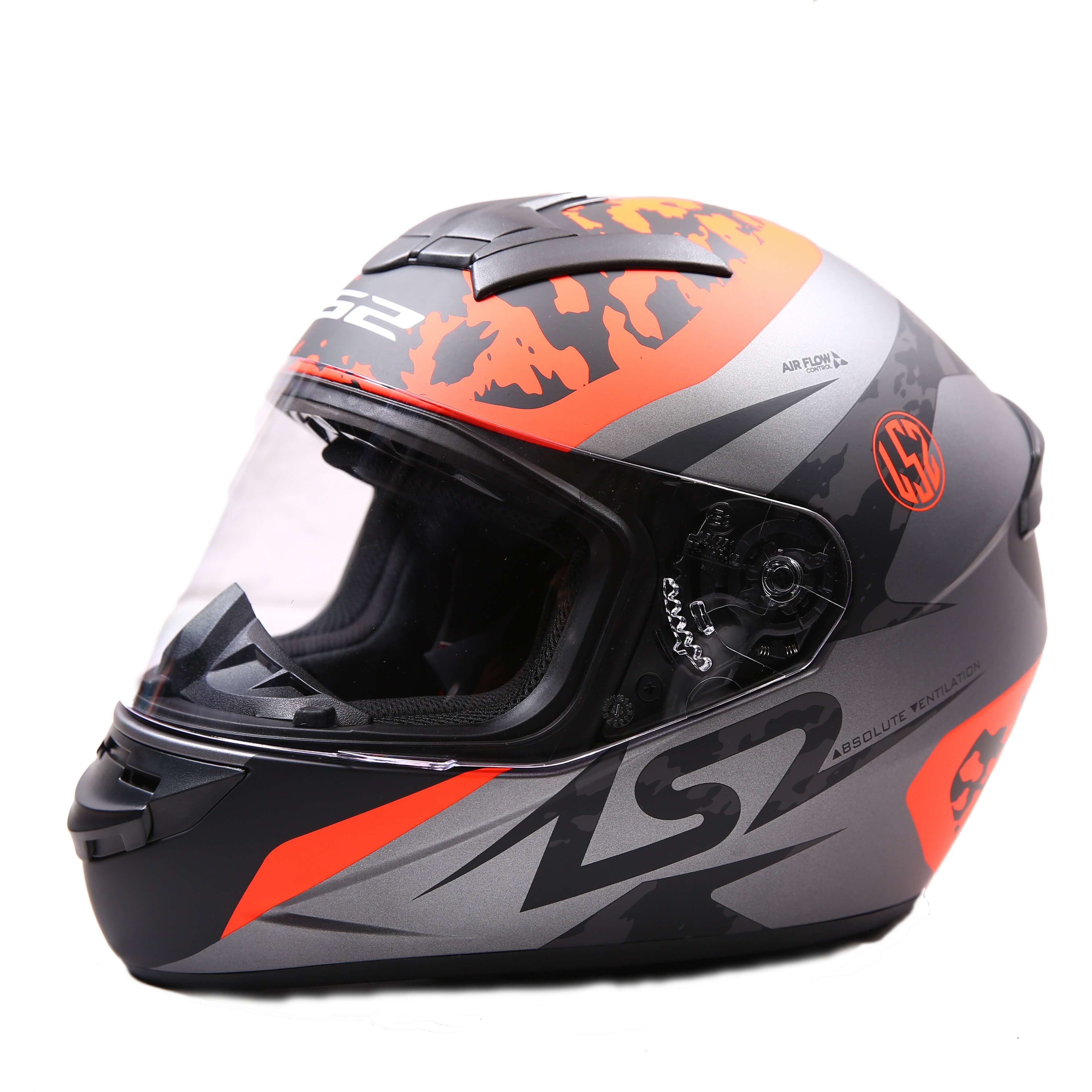 LS2 FF352 Airflow Matt Silver Orange Full Face Helmet | Custom Elements