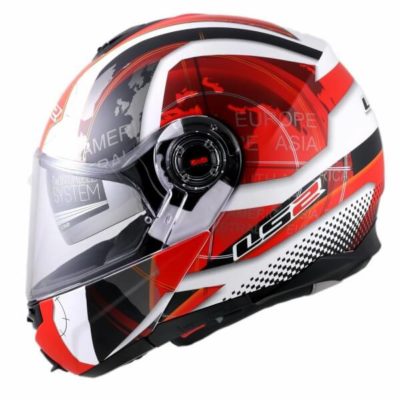 LS2 FF386 Universe Matt White White Red Flip Up Helmet | Custom Elements