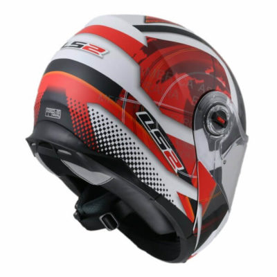 LS2 FF386 Universe Matt White White Red Flip Up Helmet | Custom Elements