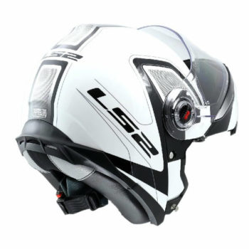 LS2 FF386 Armory Gloss Black White Flip Up Helmet | Custom Elements