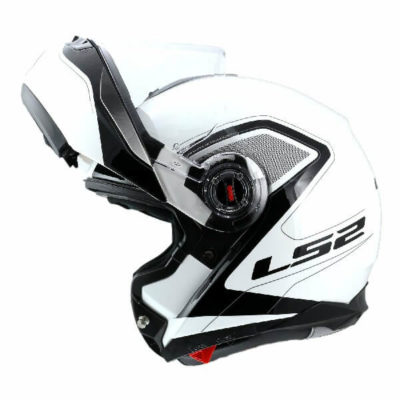 LS2 FF386 Armory Gloss Black White Flip Up Helmet | Custom Elements