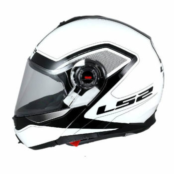 LS2 FF386 Armory Gloss Black White Flip Up Helmet | Custom Elements