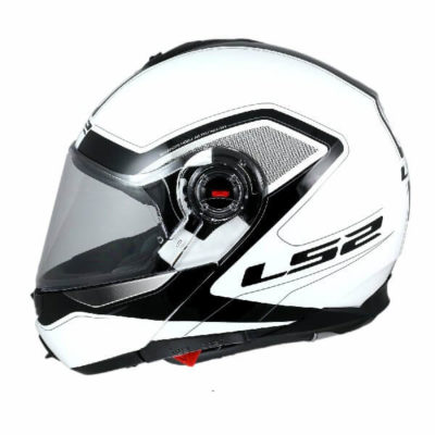 LS2 FF386 Armory Gloss Black White Flip Up Helmet | Custom Elements