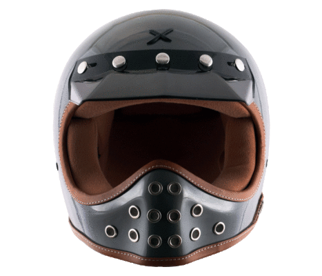 AXOR Retro Moto X Matt Athena Grey Full Face Helmet | Custom Elements