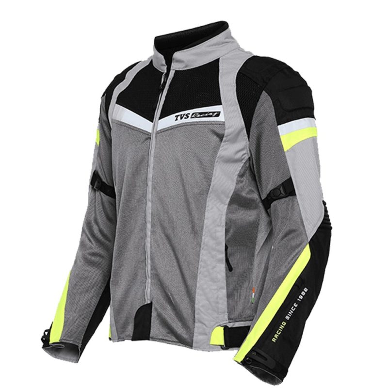 TVS Racing Black Grey Fluorescent Yellow Level 2 Riding Jacket|Custom ...