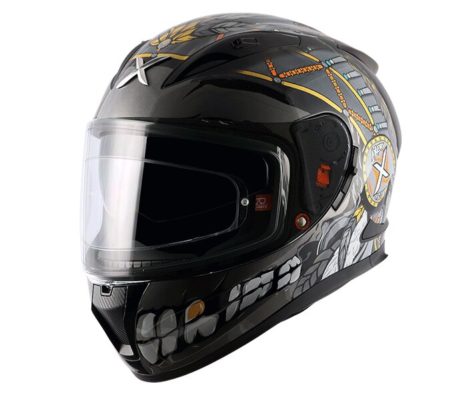 AXOR STREET FREEDOM Gloss Black Silver Full Face Helmet | Custom Elements