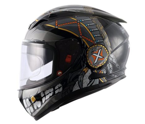 AXOR STREET FREEDOM Gloss Black Silver Full Face Helmet | Custom Elements