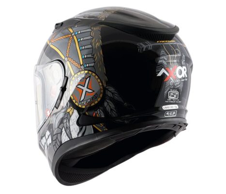 AXOR STREET FREEDOM Gloss Black Silver Full Face Helmet | Custom Elements