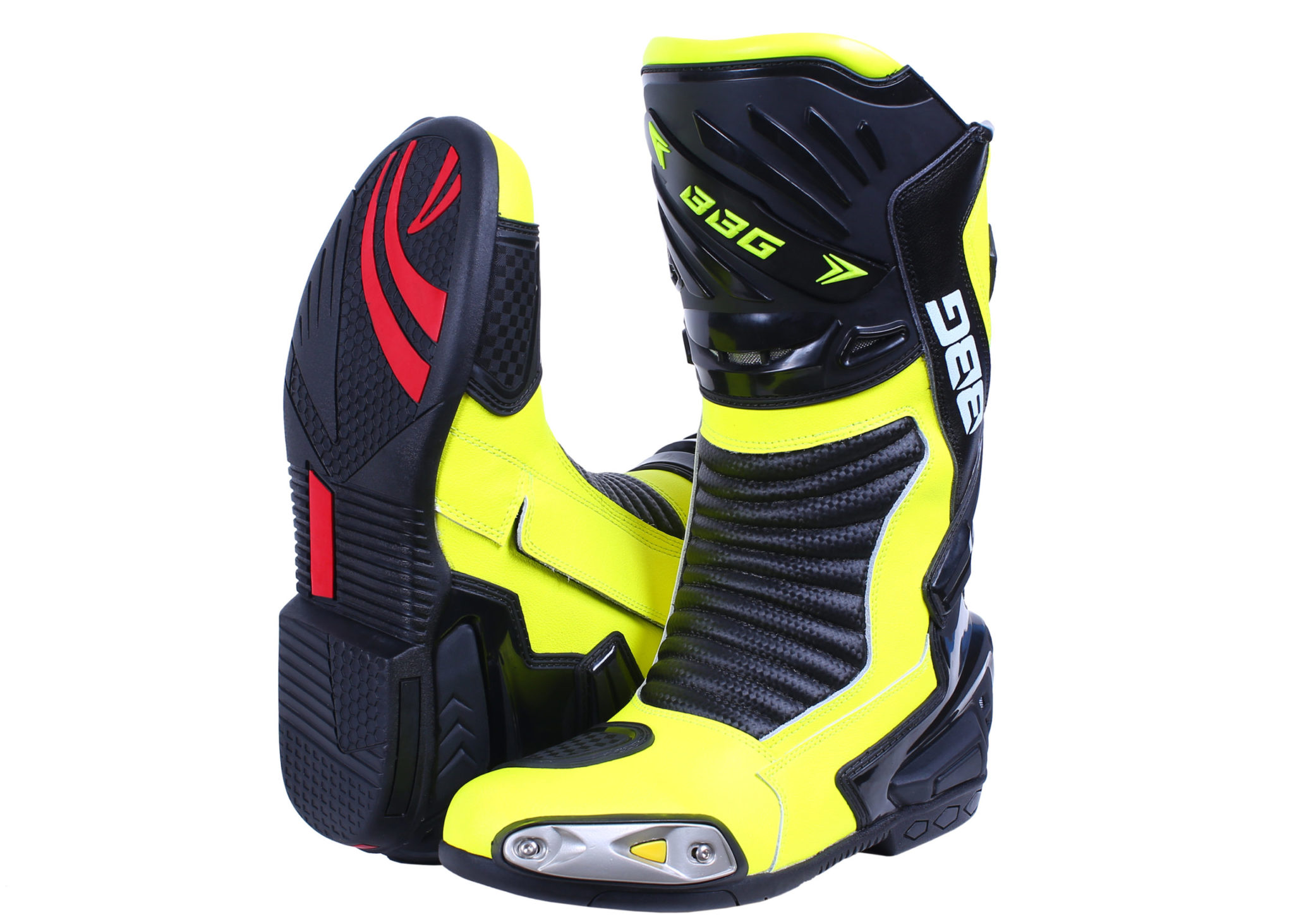 BBG Long Racing Black Fluorescent Yellow Riding Boots|Custom Elements