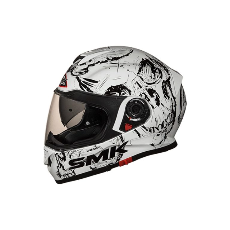SMK Twister Skull Gloss White Black Full Face Helmet | Custom Elements