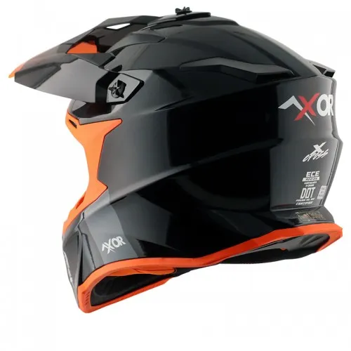 AXOR X-CROSS Gloss Black Orange Motocross Helmet | Custom Elements